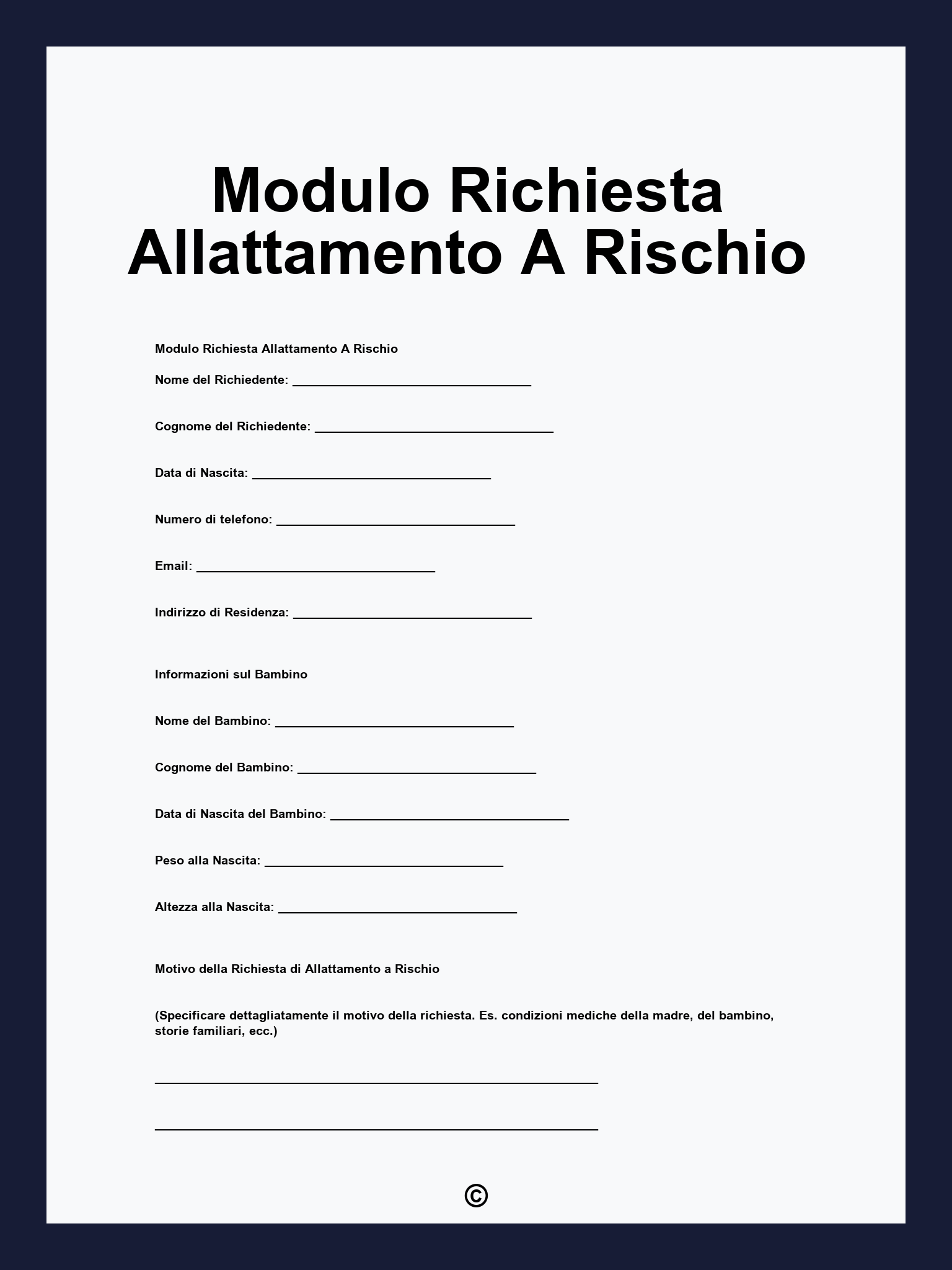Modulo Richiesta Allattamento A Rischio