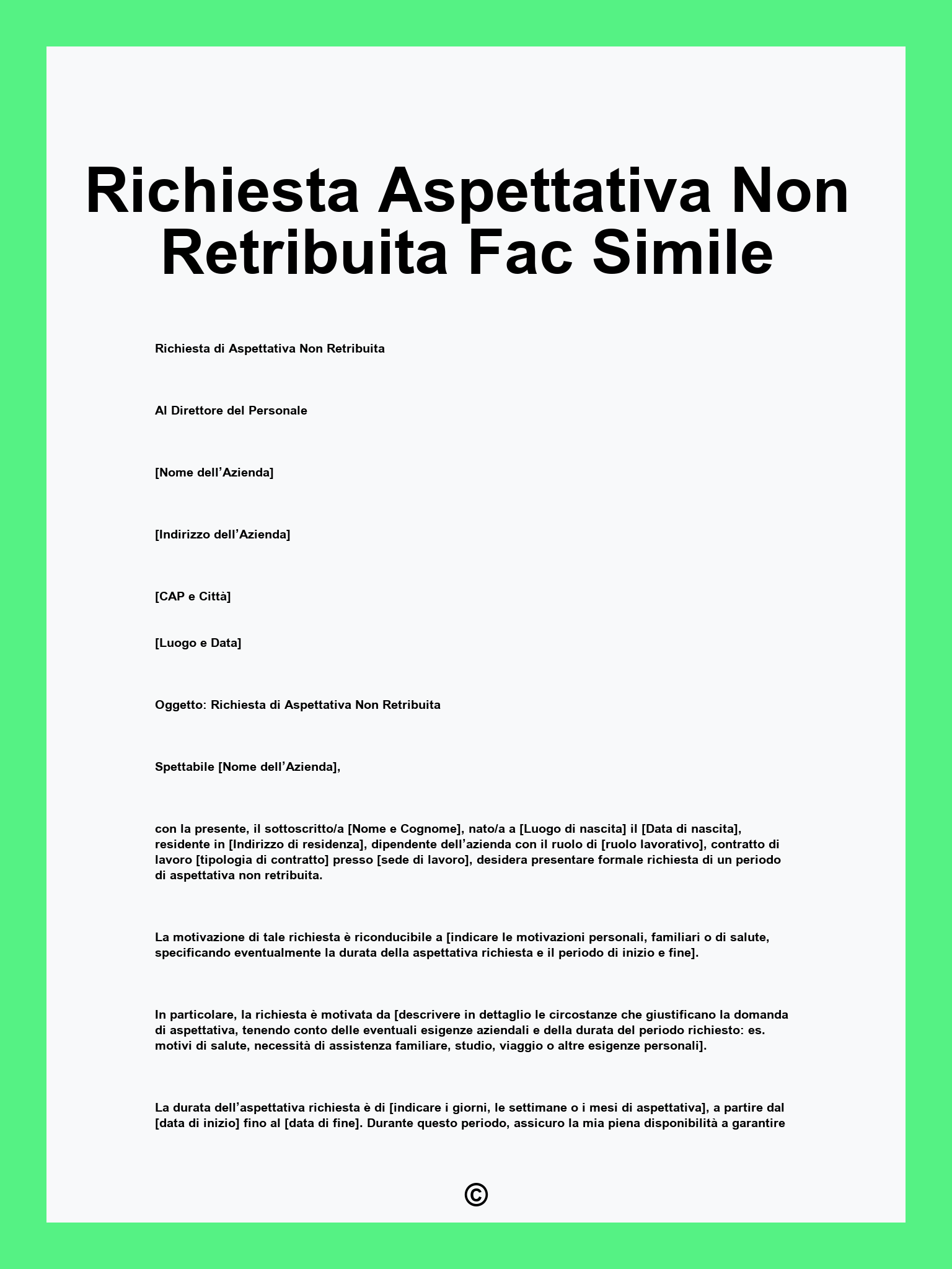 Richiesta Aspettativa Non Retribuita Fac Simile
